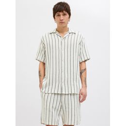Jack & Jones JACK & JONES Herren Kurzarmhemd "JORCOBA STRIPE RESORT SHIRT SS SN", gr&uuml;n, Gr. L, gestreift, Web, Obermaterial: 100% Baumwolle, Hemden