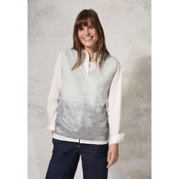 Cecil Damen Kurzarmpullover, weiß, Gr. M, bedruckt, Web, 35% Baumwolle, 32% Polyacryl, 29% Polyester, 4% Elasthan, Pullover, mit V-Ausschnitt