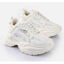 Buffalo Damen Plateausneaker "YUNO", Gr. 40, wei&szlig;, Lederimitat, Textil, Schuhe, Chunky-Sneaker, Schn&uuml;rschuh, Leichtgewicht mit Memory Foam-Innensohle