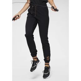 H.I.S. H.I.S Damen Jogginghose, schwarz, Gr. 36, Obermaterial: 95% Baumwolle, 5% Elasthan, Hosen, mit metallisch gl&auml;nzenden Details
