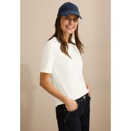Cecil Damen T-Shirt, wei&szlig;, Basic, Gr. M, unifarben, Web, 95% Baumwolle, 5% Elasthan; grey melange: 68% Baumwolle, 28% Polyester, 4% Elathan, Shirts,