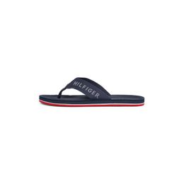 Tommy Hilfiger Herren Zehentrenner "COMFORT HILFIGER BEACH SANDAL", Gr. 41, blau, Textil, Schuhe, Badeschuh, Schlupfschuh mit Logoschriftzug