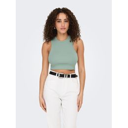 Only Damen Tanktop "ONLVILMA S/L CROPPED TANK TOP JRS NOOS", gr&uuml;n, Gr. XS, unifarben, Jersey, Obermaterial: 95% Baumwolle, 5% Elasthan, Tops
