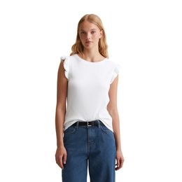 Marc O'Polo Damen T-Shirt "aus modernem Ribbjersey", weiß, Gr. L, MARC O'POLO DENIM, unifarben, Obermaterial: 59% Baumwolle, 38% Modal, 3% Elasthan, Shirts