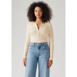 Levi's LEVI'S Damen Langarmshirt "DRY GOODS VACATIONER LS", weiß, Gr. M, unifarben, Single Jersey, Obermaterial: 95% Baumwolle, 5% Elasthan, Shirts, mit