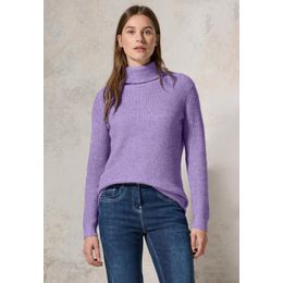 Cecil Damen Rollkragenpullover, lila, Gr. XL, unifarben, Web, 78% Baumwolle, 22% Polyacryl, Pullover, im soften Baumwoll-Mix