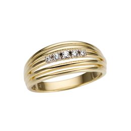 Firetti Damen Goldring "Schmuck Geschenk Gold 585, tlw. mehrreihig und rhodiniert, massiv", 18, 0,08 P2 = erkennbare Einschlüsse, Diamanten Gelbgold