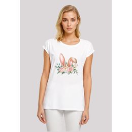 F4NT4STIC Damen T-Shirt "Blumen Osterhasen Ohren Dekor", wei&szlig;, Gr. M, Obermaterial: 100% Baumwolle, Shirts, Premium Qualit&auml;t