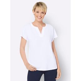 Classic Basics Damen Schlupfbluse, wei&szlig;, Gr. 54, unifarben, 100% Polyester, Blusen