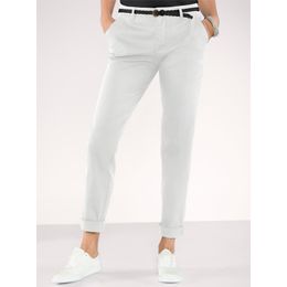 Inspirationen Damen Boyfriend-Hose, weiß, Gr. 38, unifarben, 96% Baumwolle, 4% Elasthan, Hosen