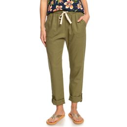 Roxy Damen Cargohose "On The Seashore", grün, Gr. S, 55% Leinen, 45% Viskose, Hosen