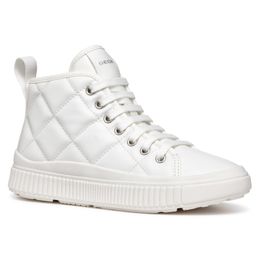 Geox Mädchen Sneaker "J LAQUINNY GIRL B", Gr. 31, weiß, Lederimitat, Schuhe, High Top Sneaker, Schnürboots, Freizeitschuh mit Reißverschluss