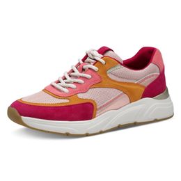 Tamaris Damen Plateausneaker, Gr. 36, pink, Leder, Lederimitat, Textil, kontrastfarbene Details, Schuhe, Freizeitschuh, Halbschuh, Schn&uuml;rschuh mit