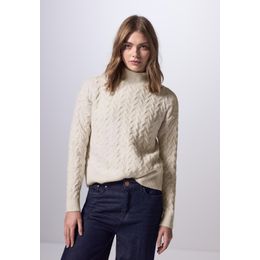 Damen Strickpullover, wei&szlig;, Gr. 44, STREET ONE STUDIO, unifarben, Web, 35% Baumwolle, 32% Polyacryl, 28% Polyester, 5% Elasthan, Pullover, aus softem