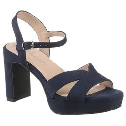 ANISTON SHOES Damen High-Heel-Sandalette, Gr. 37, blau, Textil, Veloursleder, Schuhe, Sommerschuh, Abendsandale, Plateau - NEUE KOLLEKTION