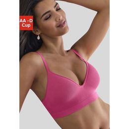 Lascana Damen Push-up-BH "COMFY BRA", Gr. 80, pink, Piqu&eacute;, Obermaterial: 50% Baumwolle, 33% Polyamid, 14% Polyester, 3% Elasthan, Basic, BHs, ohne
