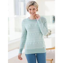 Casual Looks Damen Norwegerpullover "Langarm-Pullover", grün, Gr. 52, gemustert, mehrfarbig, 70% Baumwolle, 30% Polyacryl, Pullover
