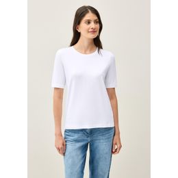 Cecil Damen T-Shirt, weiß, Basic, Gr. XL, unifarben, Web, 47% Baumwolle, 47% Modal, 6% Elasthan, Shirts, im soften Baumwoll-Mix