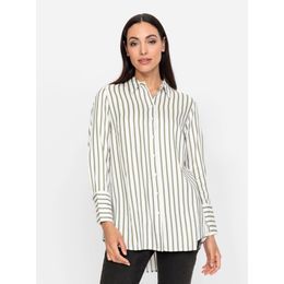 Heine Damen Hemdbluse, gr&uuml;n, Gr. 34, gemustert, gestreift, 100% Viskose, Blusen