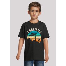 F4NT4STIC M&auml;dchen T-Shirt "I Believe UFO Alien Sunset", schwarz, Gr. 110, Obermaterial: 100% Baumwolle, Shirts, Premium Qualit&auml;t