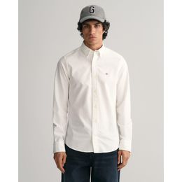 Gant Herren Langarmhemd "Slim Fit Oxford Hemd strukturiert langlebig dicker", wei&szlig;, Gr. XL, unifarben, Popeline, Obermaterial: 100% Baumwolle,