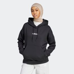 Damen Kapuzensweatshirt "W LIN FL HD", schwarz-weiß, Gr. XS, adidas Sportswear, Obermaterial: 55% Baumwolle, 36% Polyester, 9% Viskose, Sweatshirts
