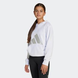 Mädchen Kapuzensweatshirt "JG GLAM HD", weiß, Gr. 128, adidas Sportswear, Obermaterial: 55% Baumwolle, 36% Polyester, 9% Viskose, Sweatshirts