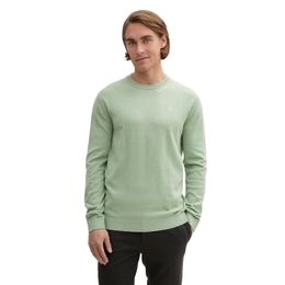 Tom Tailor Damen Rundhalspullover, gr&uuml;n, Gr. XXXL, unifarben, Strick, Obermaterial: 100% Baumwolle, Pullover, mit Logostickerei