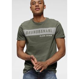 Bruno Banani Herren T-Shirt, grün, Gr. S, bedruckt, Single Jersey, Obermaterial: 100% Baumwolle, Shirts, kurzärmelig, schmal geschnitten,