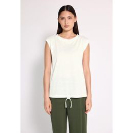 Damen T-Shirt, wei&szlig;, Gr. 46, STREET ONE STUDIO, unifarben, Stoff, 80% Polyester, 20% Viskose, Shirts, mit Elastiksaum und Tunnelzug