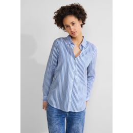 Street One Damen Hemdbluse, weiß, Gr. 46, gestreift, Web, 74% Baumwolle, 24% Polyamid, 2% Elasthan, Blusen, mit Knopfleiste