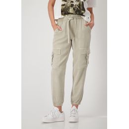 monari Damen Cargohose, grün, Gr. 36, unifarben, Web, Obermaterial: 79% Lyocell, 21% Leinen, Hosen, mit aufgesetzten Taschen