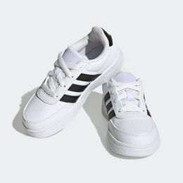 Mädchen Sneaker "BREAKNET LIFESTYLE COURT LACE", adidas Sportswear, Gr. 33, schwarz-weiß, Synthetik, Textil, Schuhe