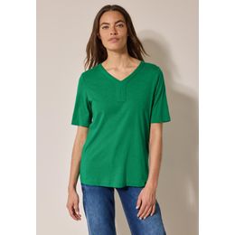 Cecil Damen T-Shirt, gr&uuml;n, Gr. XS, unifarben, Web, 50% Modal, 50% Baumwolle, Shirts, in Unifarbe