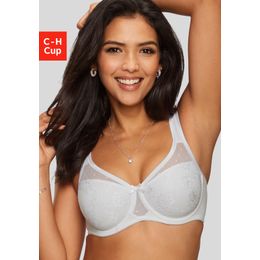 Nuance Damen Minimizer-BH, Gr. 100, wei&szlig;, Spitze, Obermaterial: 79% Polyamid, 15% Polyester, 6% Elasthan, BHs, mit unterlegter Jacquardspitze, Dessous