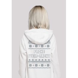 F4NT4STIC Damen Kapuzenpullover "Frohe Wein-Nacht Weihnachten", wei&szlig;, Gr. XL, Obermaterial: 65% Baumwolle, 35% Polyester, Pullover, Premium Qualit&auml;t,