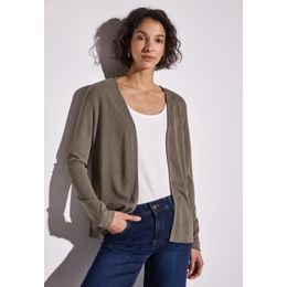 Street One Damen Shirtjacke "NETTE", braun, Gr. 34, unifarben, Jersey, Obermaterial: 60% Viskose, 40% Polyester, Shirts, im Strick Look