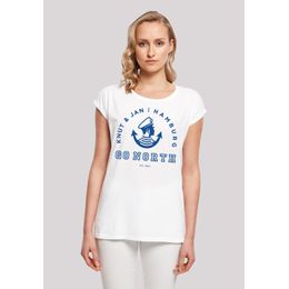 F4NT4STIC Damen T-Shirt "Go North Knut Jan Hamburg Knut Jan Hamburg", wei&szlig;, Gr. XS, Obermaterial: 100% Baumwolle, Shirts, Print