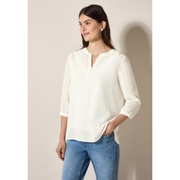 Cecil Damen Shirtbluse, weiß, Gr. XXL, unifarben, Web, 100% Baumwolle, Blusen, mit 3/4 Ärmeln