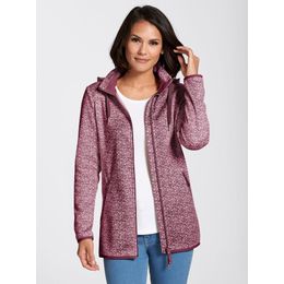 Casual Looks Damen Kapuzenfleecejacke, wei&szlig;, Gr. 42, bedruckt, gemustert, mehrfarbig, 100% Polyester, Jacken
