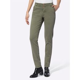 Heine Damen 5-Pocket-Hose, gr&uuml;n, Gr. 42, unifarben, 98% Baumwolle, 2% Elasthan, Hosen