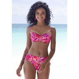 B&uuml;gel-Bandeau-Bikini-Top Vivance "Pretty", Damen, Gr. 36, Cup D, pink (pink bedruckt), Recycling-Polyamid, Paisleymuster, bedruckt, Bikini-Oberteile, mit modischem Paisleymuster und Wickeloptik