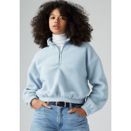 Levi's LEVI'S Damen Troyer "DELTA 1/4 ZIP", grau, Gr. L, Fleece, Obermaterial: 100% Polyester, Pullover