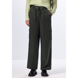 Damen Culotte, grün, Gr. 40, STREET ONE STUDIO, unifarben, Stoff, 71% Viskose, 29% Polyester, Hosen, High Waist