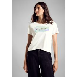 Street One Damen T-Shirt, wei&szlig;, Gr. 34, bedruckt, Web, 50% Baumwolle, 50% Modal, Shirts, im soften Baumwoll-Mix
