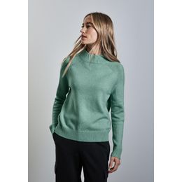 Street One Damen Strickpullover, grün, Gr. 46, unifarben, Stoff, 41% Polyacyl, 31% Polyester, 28% Baumwolle, Pullover, im angenehmen Materialmix