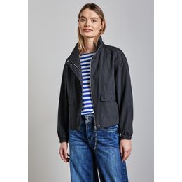 Street One Damen Kurzjacke, blau, Gr. 46, unifarben, Stoff, Obermaterial: 62% Polyester, 38% Baumwolle; Futter: 100% Polyester, Jacken, aus softem
