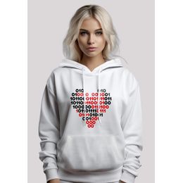 F4NT4STIC Damen Kapuzenpullover "I love you 01001001 Binary Code Herz Valentinstag", wei&szlig;, Gr. L, Obermaterial: 65% Baumwolle, 35% Polyester,