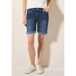 Cecil Damen Comfort-fit-Jeans, blau, Gr. 32, unifarben, Jeans, 78% Baumwolle, 20% wiederverwerteter Polyester, 2% Elasthan, Jeans, High Waist