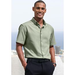 H.I.S. H.I.S Herren Kurzarmhemd "Regular Fit", grün, Gr. XXXL, unifarben, Web, Obermaterial: 100% Baumwolle, Hemden, in hochwertiger Struktur Optik